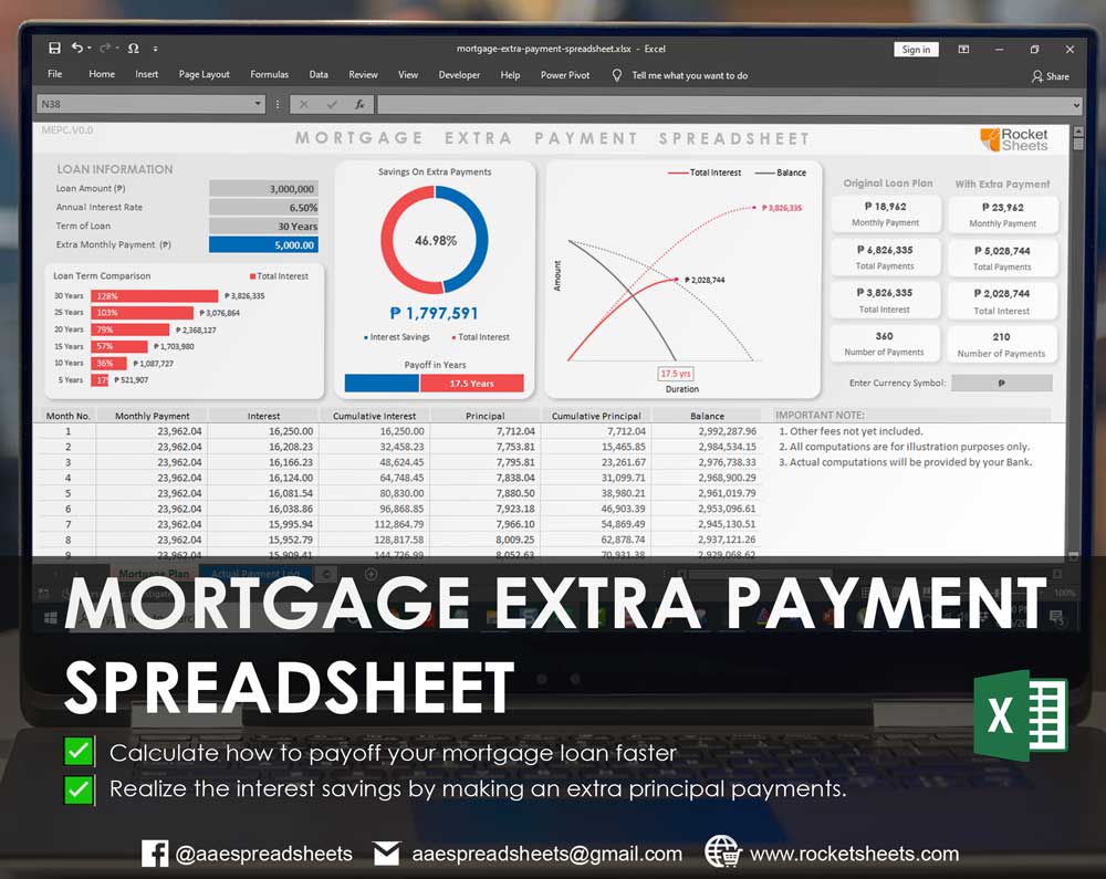 Mortgage Extra Payment Spreadsheet - Rocket Sheets Mortgage Extra Payment Spreadsheet - Rocket Sheets